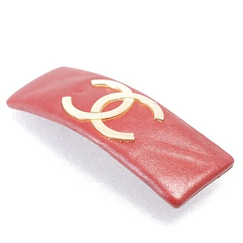 ANCIENNE BARRETTE CHANEL Coco Logo couleur rouge clair doré EUR 293,64 ...