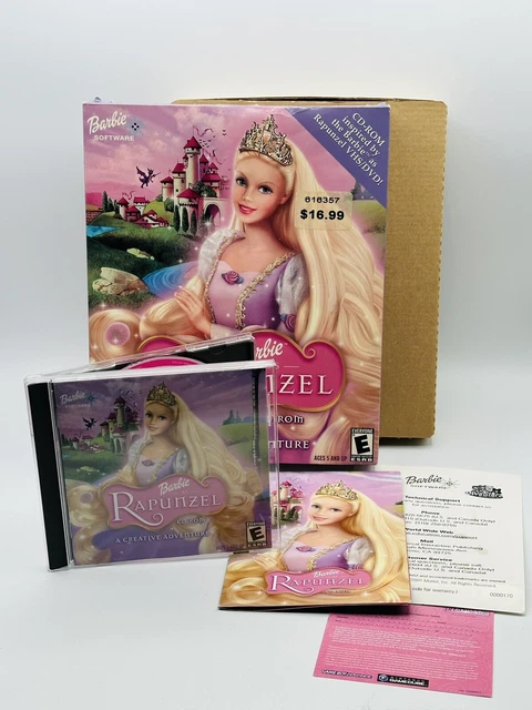 JEU CD-ROM BARBIE as Raiponce Windows Mac 2002 RARE Grande Boîte ...