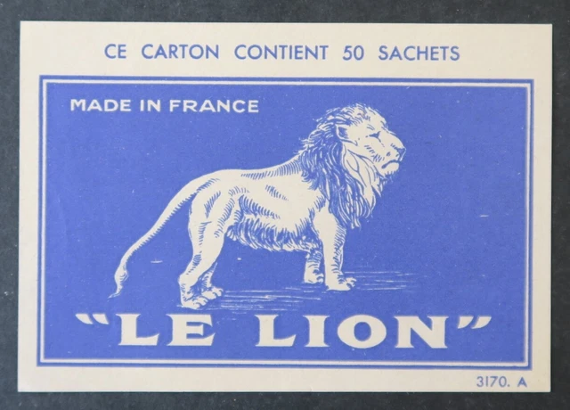 ANCIENNE ÉTIQUETTE BLEU OUTREMER ? LE LION leone 50 sachets azurage ...
