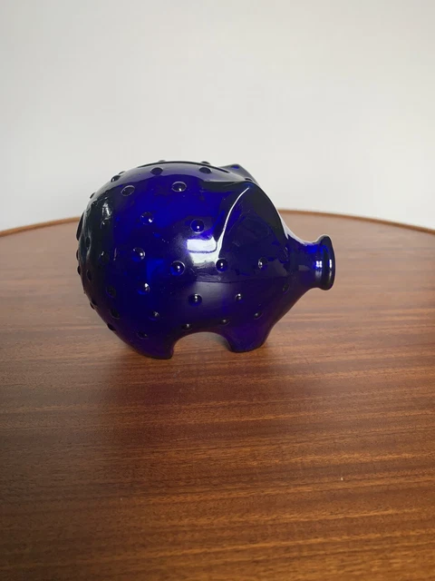 HOLMEGAARD COBALT BLUE Glass Pig/Piggy Bank Jacob Bang Scandinavian £9. ...