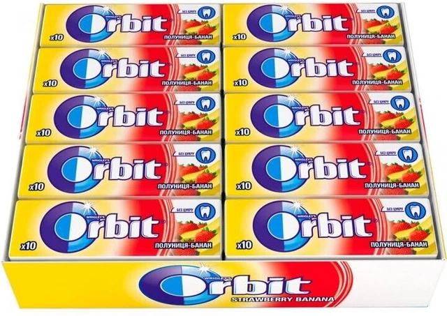 30X WRIGLEYS ORBIT Strawberry-Banana Chewing Gum Full 30 pack 300 pcs ...
