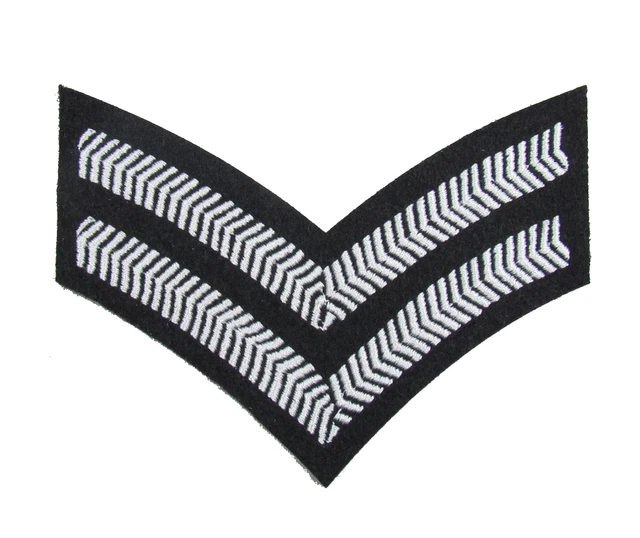 CHEVRON CORPORAL STRIPES Army Military SNCO Rank White on Black 2 Bars ...