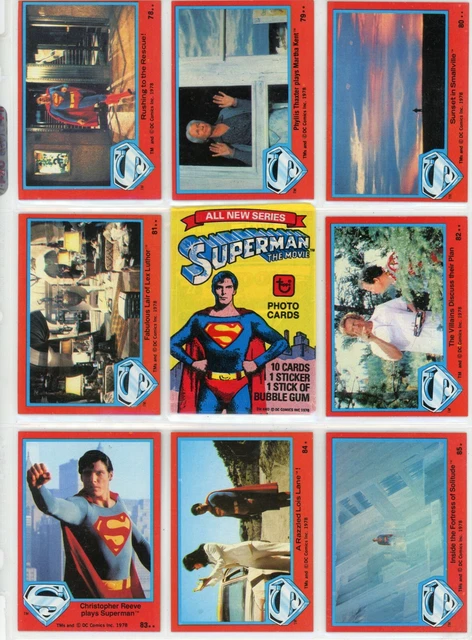 1978 TOPPS SUPERMAN THE MOVIE Series 2 Card Set 78-165 w/10 Stickers in ...