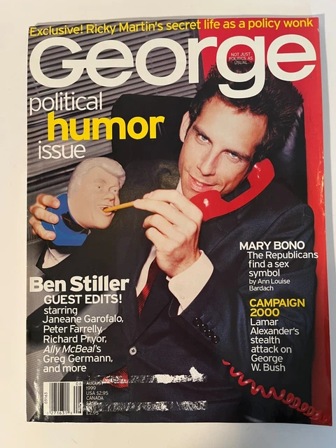 VINTAGE GEORGE MAGAZINE Cover Ben Stiller Political Humor Issue Aug ...