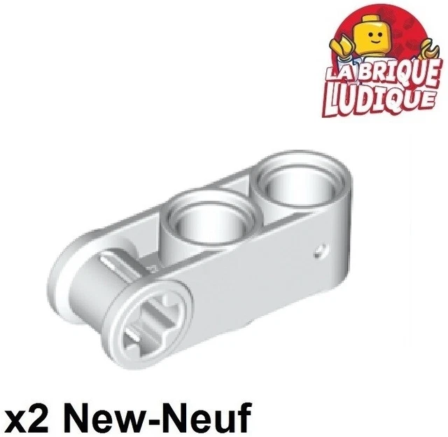 LEGO TECHNIC 2X Axle pin connector Perpendicular 3L 2 holes blanc/white ...