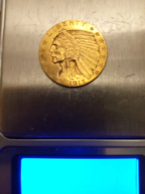 TRÈS RARE ET Ancienne 5 Dollars USD Tête Indian OR 1915 / 8.3 Gram / 22 ...