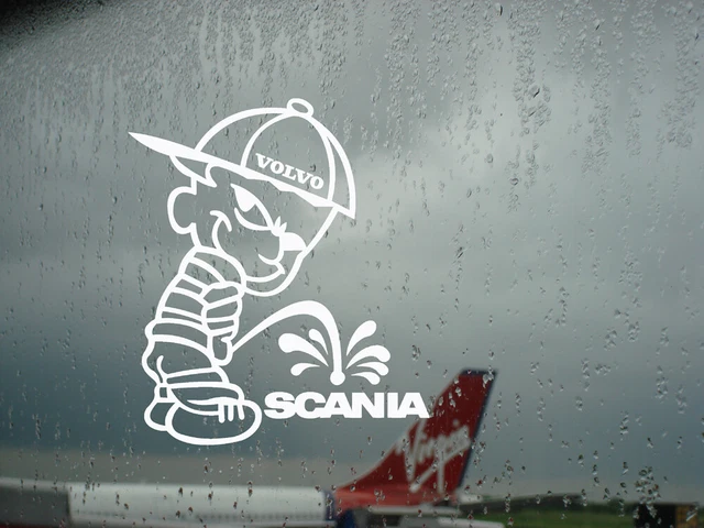 Volvo Piss On Scania Funny Car Truck Lorry Racing Vjnyl Stickers Decals