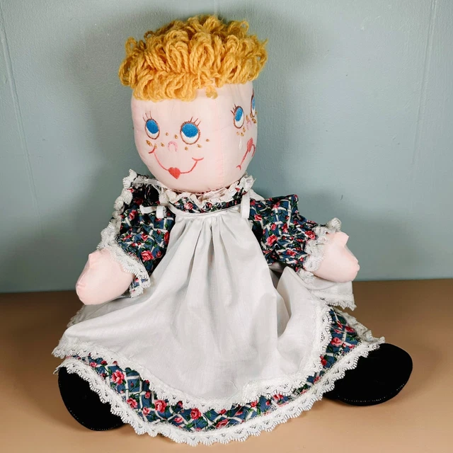 VINTAGE UNIQUE FOUR Faces Mood Emotions Fabric Rag Cloth Doll Swivel ...