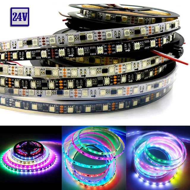 24V WS2811 IC Addressable 5050 RGB LED Pixel Strip Light Dream Color ...