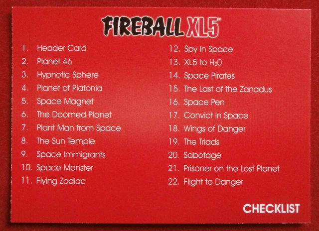FIREBALL XL5 - Card #53 - CHECKLIST A - Gerry Anderson - 2017 EUR 3,57 ...
