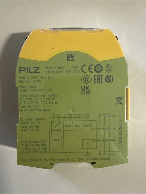 PILZ PNOZ S4 24V DC Safety Relay, 3 x Safe + 1 x Aux ( 3n/o + 1n/c ...