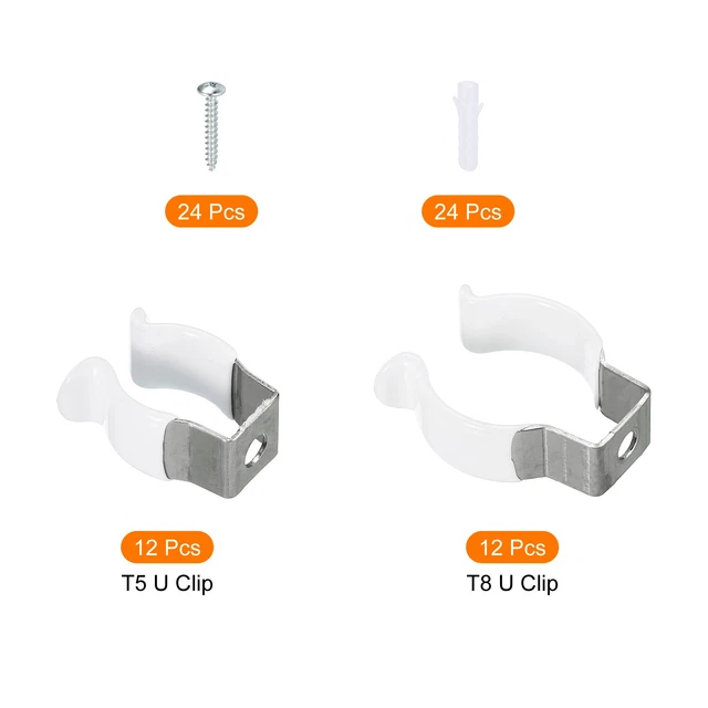24PCS T5 T8 U Clips Holder Bracket for LED Light Bulb Mounting Bracket ...