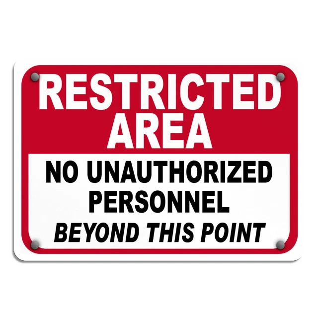 ALUMINUM HORIZONTAL METAL Sign Red Restricted Area Weatherproof Street ...