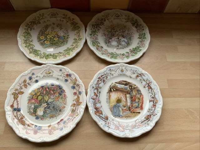ROYAL DOULTON BRAMBLY Hedge Tea Plates Spring Summer Autumn Winter 6 1/ ...