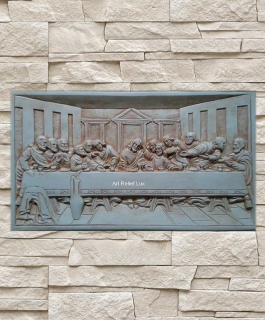 GRANDE RILIEVO L'ULTIMA Cena di Leonardo da Vinci stucco gips scultura ...