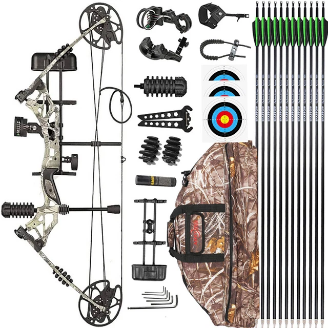COMPOUND BOW KIT 30-70lbs Carbon Arrows Adult Hunting Archery Package ...
