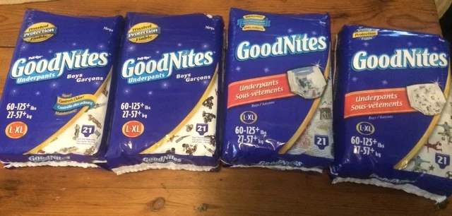 OLD VINTAGE L-XL GoodNites Diapers, 21 in1 pack, Any 4 packages of your ...