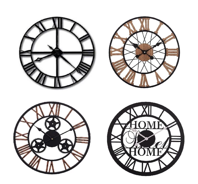 LARGE ROMAN METAL Clock Mechanism Wall Mounted Giant Home Décor Stylish ...