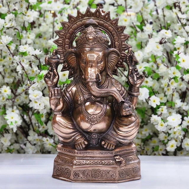 LORD GANESHA STATUE Bronze Ganesh Idol Large Ganpati Sculpture Good ...