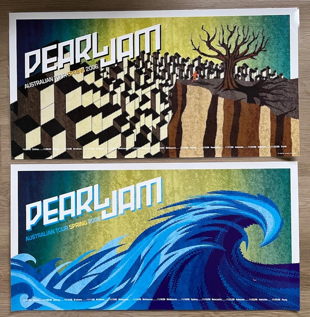 PEARL JAM RARE Posters Australia Spring Tour 2006 Wave & Tree by Brad ...