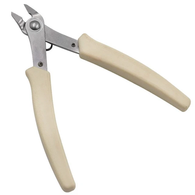 WIRE CUTTER NEEDLE Nose White Handle Diagonal Cutting Pliers Stainless ...