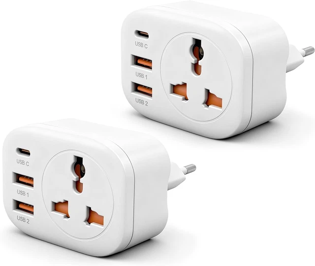 AU TO EU Universal Travel Adapter, 2PCS Australia to European Travel ...