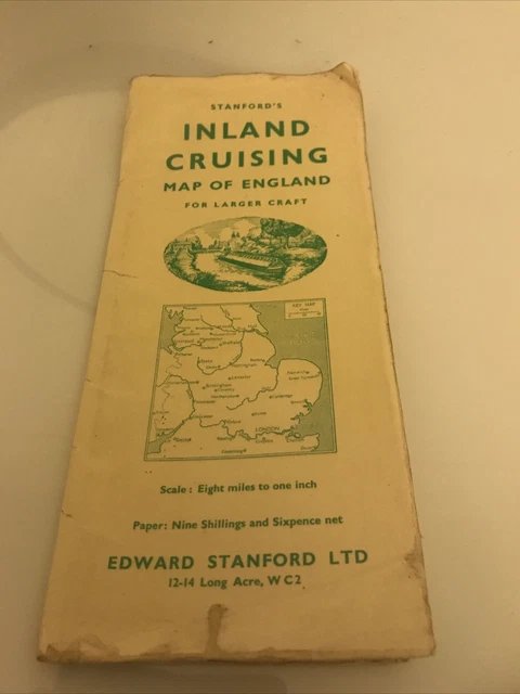 VINTAGE 1965 MAP Stanford's Inland Cruising England (8 Miles - 1 inch ...