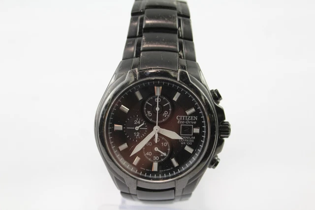 CITIZEN ECO DRIVE Titanium Chronograph Watch Solar Powered Quartz ...