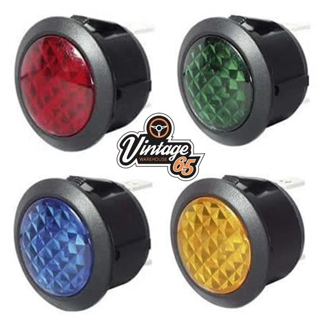 WARNING LIGHT SET of 4 12v LED Classic Car Red Amber Green Blue Suit ...