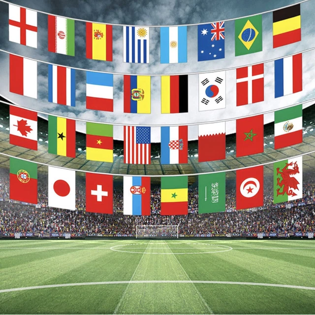 12M 40FT FIFA World Cup Bunting Fabric 32 Football Teams Flag Banner ...