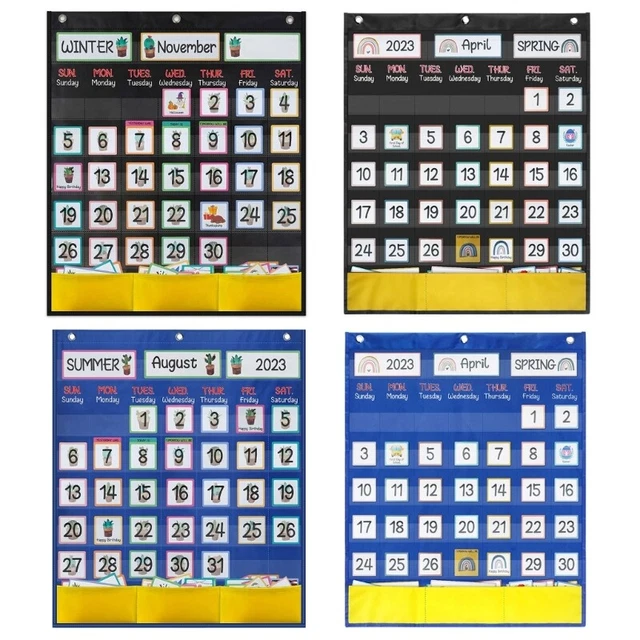 MONTHLY CALENDAR POCKET Chart for Classroom Kids Calendar Learning ...