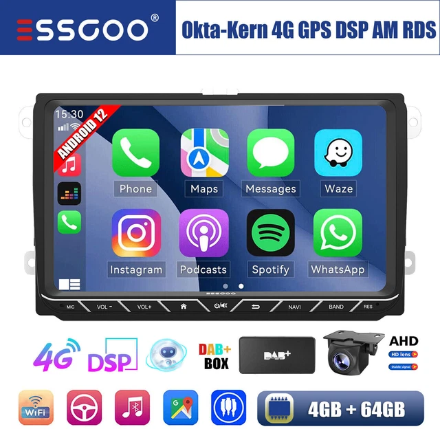 DAB+ ANDROID 12 4+64G CarPlay Autoradio GPS DSP 4G KAM Für VW GOLF 5 Passat B6/7 EUR 259,99 ...