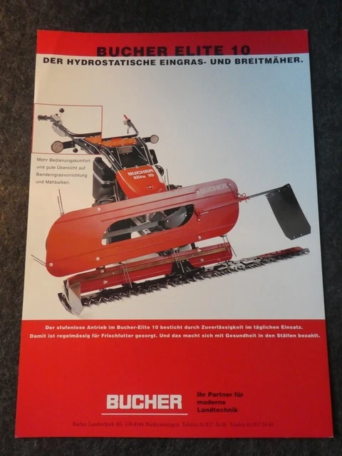 BUCHER ELITE 10 Motormäher, Prospekt Einachser Einachsschlepper EUR 2 ...