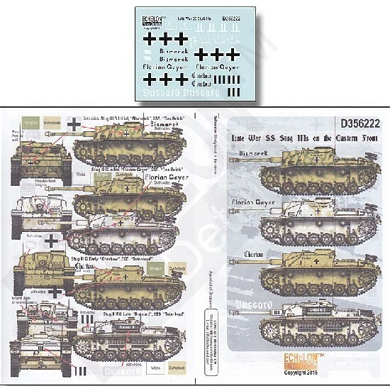 ECHELON DECALS 1/35 Late Krieg Ss Stug Iiis Ostfront 356222 EUR 8,81 ...