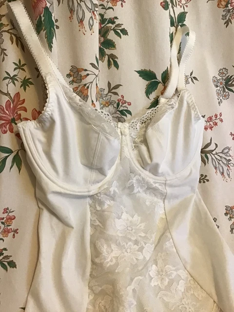 CHARNOS 38C UNDERWIRED White Bodyshaper Bodysuit Girdle Vintage ...