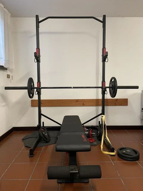HOME GYM DECATHLON Rack Multifunzione Bilanciere Manubri Cyclette ...
