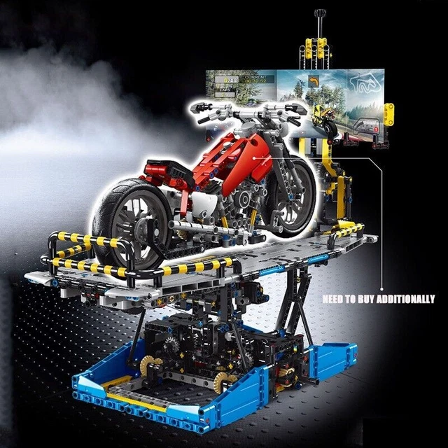 BUILDING BLOCKS SET MOC Motorcycle Test Bench W/Motor Bricks Model Kids ...