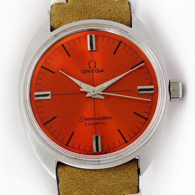 1968S OMEGA SEAMASTER Cosmic Orange Dial Vintage Steel Watch New Year ...