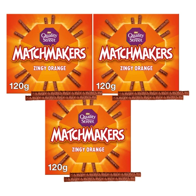 MATCHMAKERS ZINGY ORANGE 3 X 120g Boxes Quality Street Chocolate Sticks ...