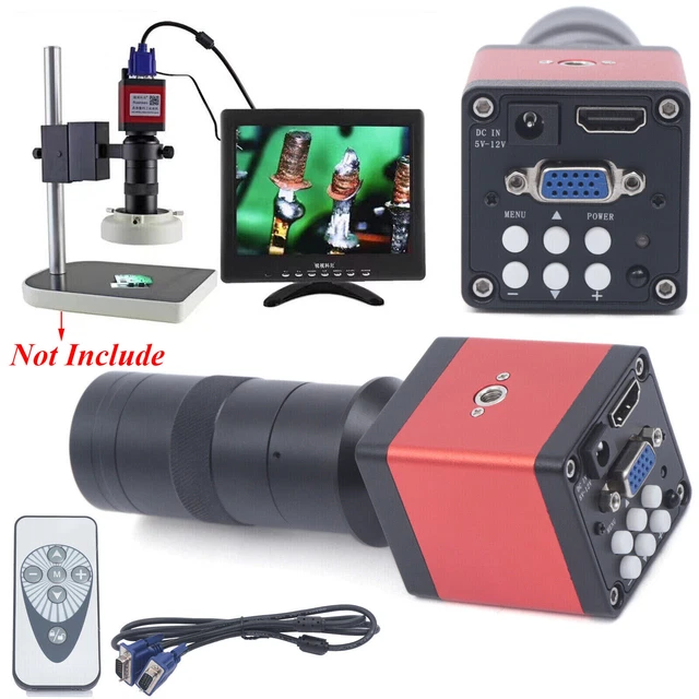 HDMI VIDEO MICROSCOPE VGA Camera HD Industrial Digital USB Lens 1080p ...