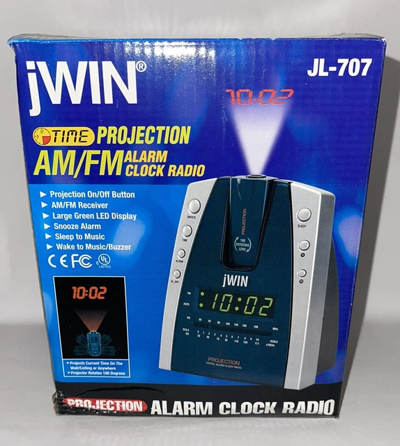 JWIN PROJECTION AM FM Alarm Clock Radio JL707 Time Projector NEW IN BOX ...