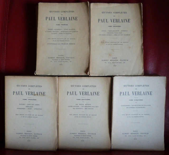 PAUL VERLAINE - Oeuvres complètes (5 tomes - A. Messein 1919-1920) EUR ...