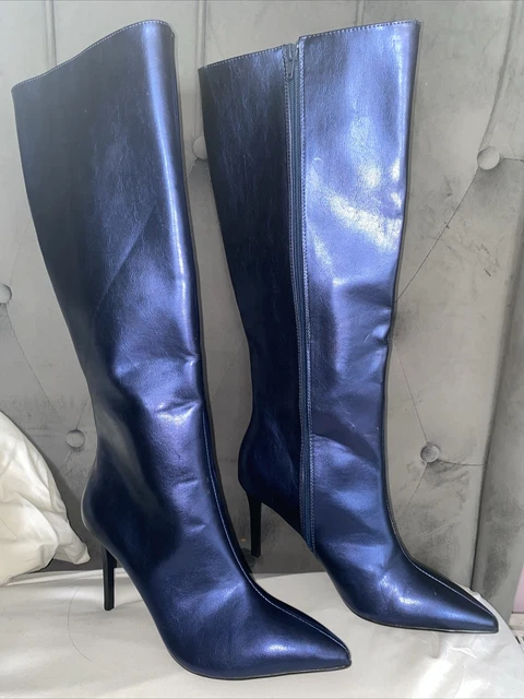 BN NEXT (£99) Metallic Blue Knee High Boots Size 7 £45.00 - PicClick UK