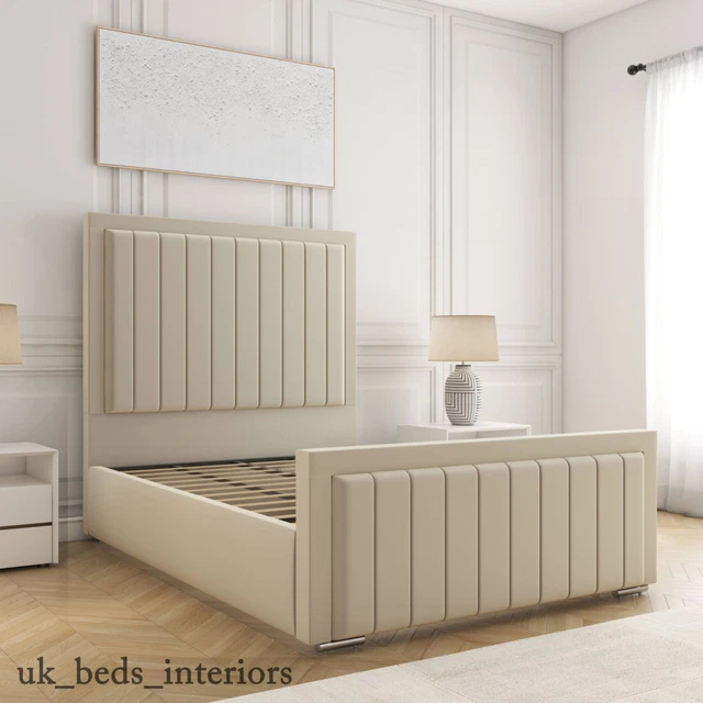 4FT6 HILTON BED Frame Bumperbar Plush Velvet Gas Lift Storage Mattress ...