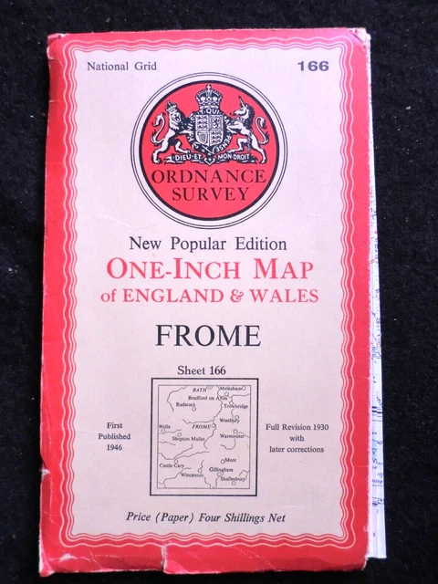 VINTAGE ORDNANCE SURVEY MAP of Frome (1946) Sheet 166 - Somerset ...
