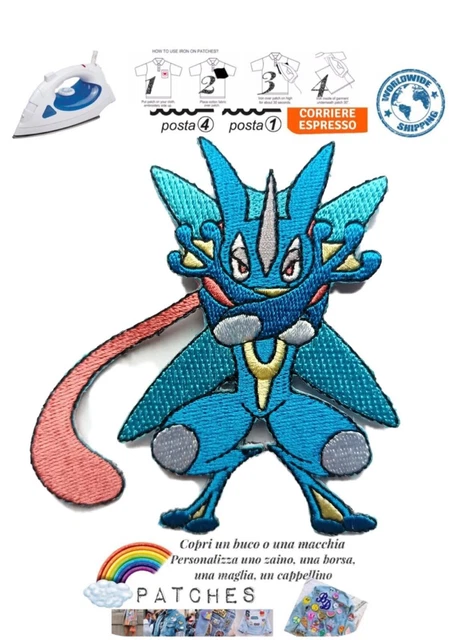 PATCH GRENINJA POKÉMON toppa termoadesiva iron on embroidered n658 Pokédex acqua EUR 4,99 ...