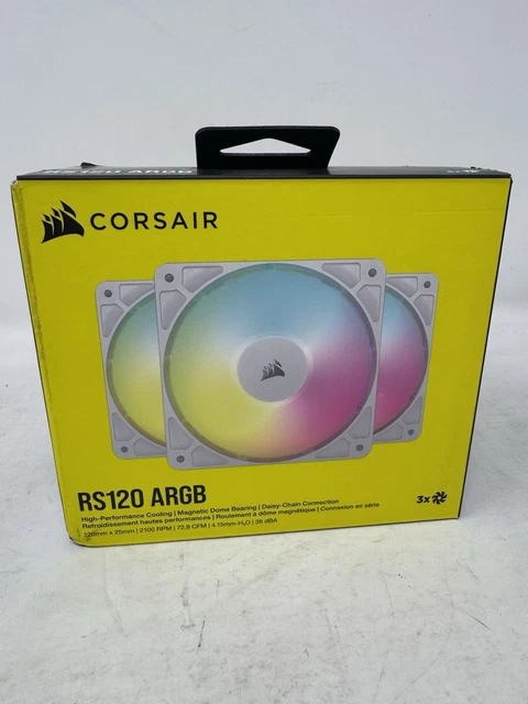 CORSAIR - RS120 ARGB 120mm PWM Fans (3-pack) - White $59.00 - PicClick