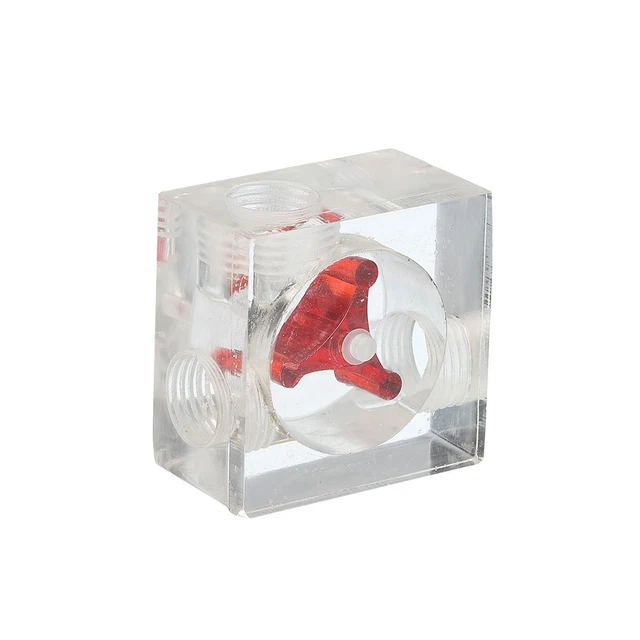 FLOW INDICATOR, ACRYLIC Water Cooling Monitoring 3-Way Red Square G1/4 ...