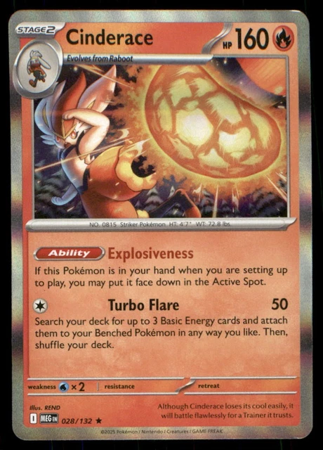 CINDERACE RARE ME01: Mega Evolution 028/132 NM £1.78 - PicClick UK