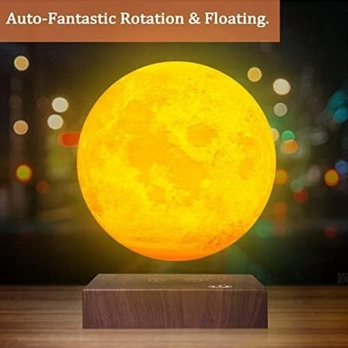 LACQUERED LEVITATING MOON Lamp 3-Color Floating LED Light with Touch ...